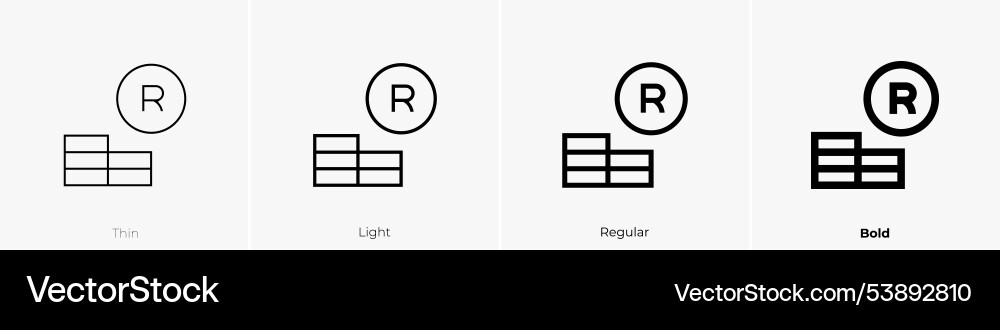 South african rand icon thin light regular Vector Image