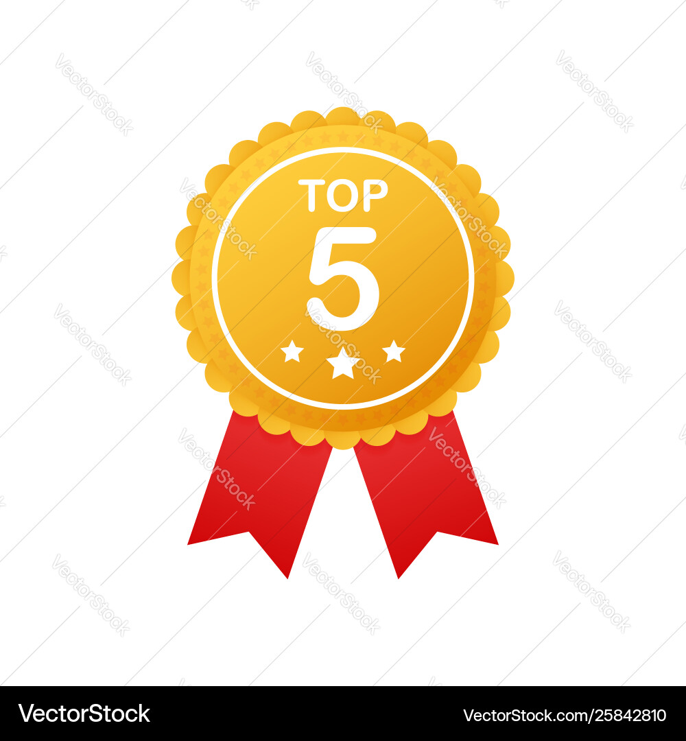 Top 5 rating badges five badge icon stamp Vector Image