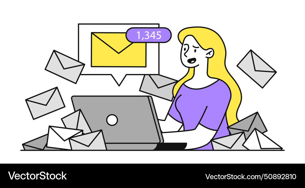 Woman with spam doodle Royalty Free Vector Image