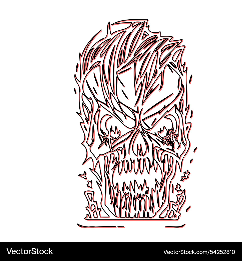 Zombie scary outline sketch red Royalty Free Vector Image
