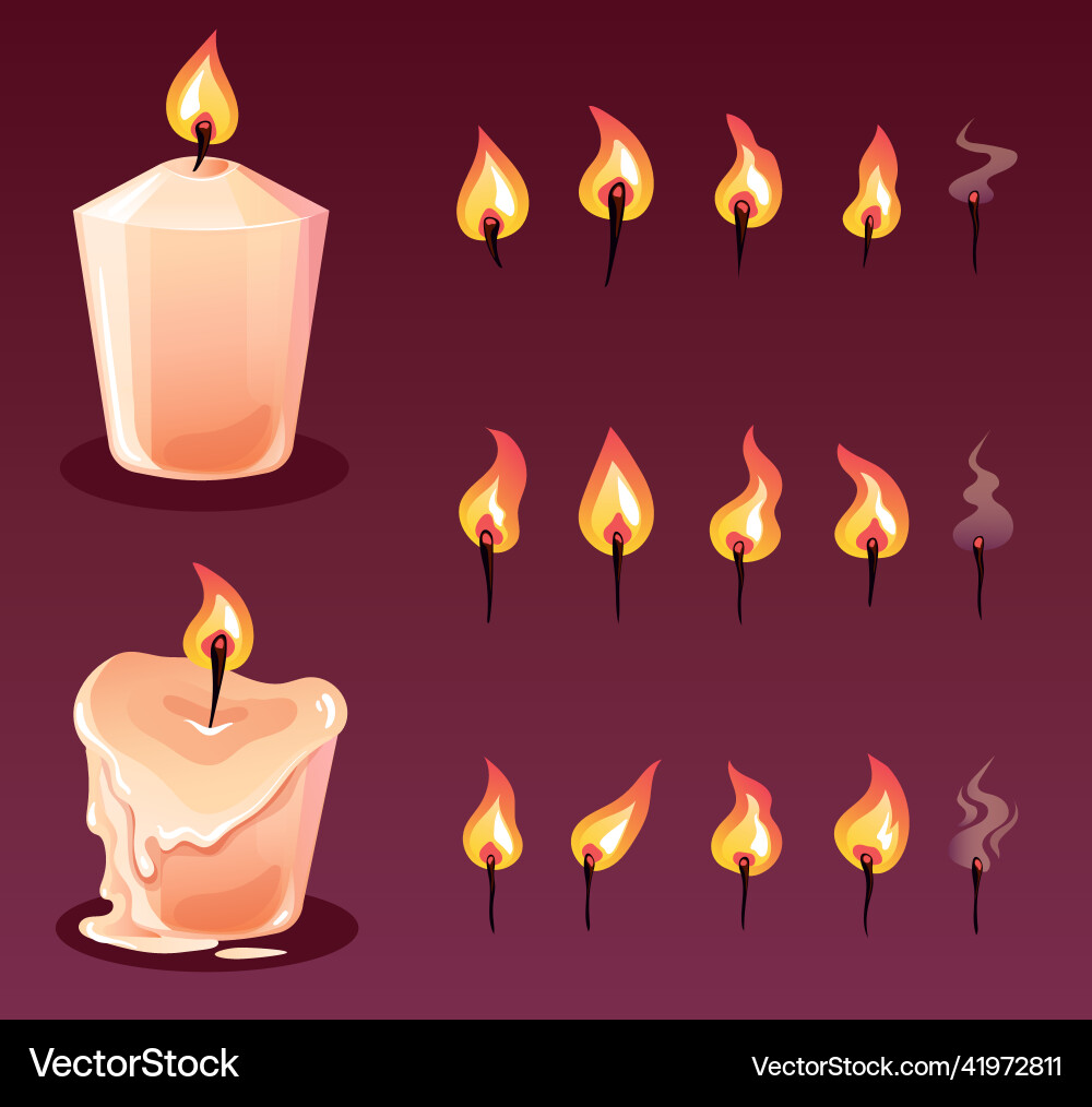 Candle whole and half burn Royalty Free Vector Image
