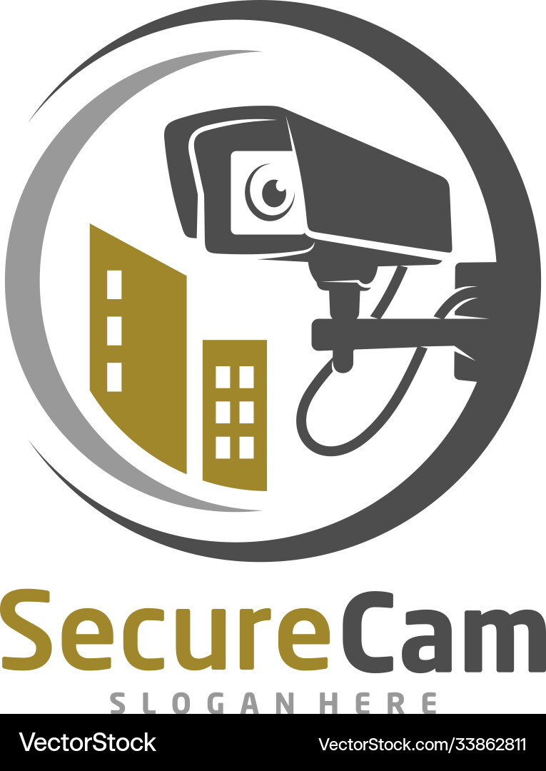 Cctv camera with city logo design template Vector Image