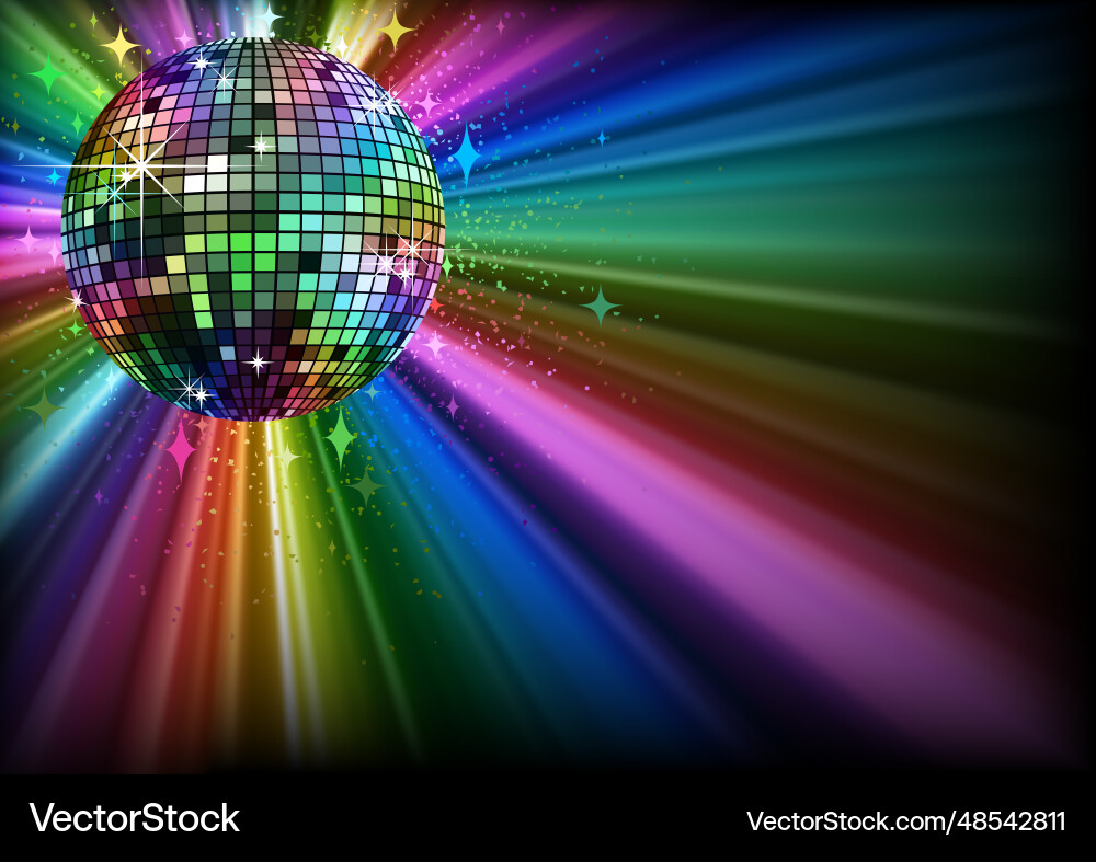 Colorful Disco Ball Night Party Background Vector Image
