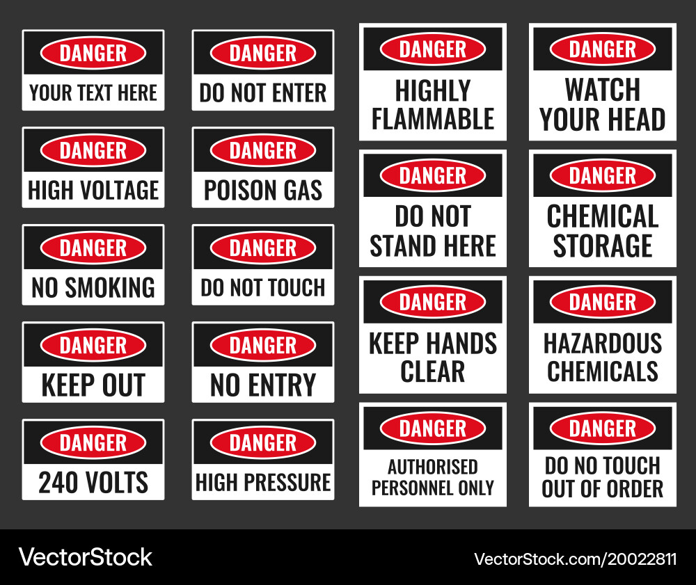 Danger sign with warning text Royalty Free Vector Image