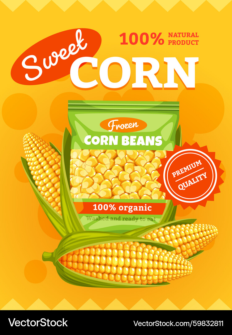 Frozen Corn Grains Packaging Poster – Royalty-Free Vector | VectorStock