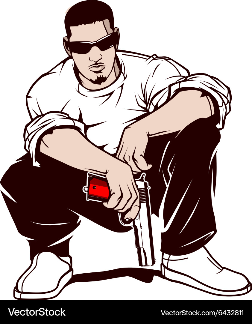 Gangster with a gun Royalty Free Vector Image - VectorStock