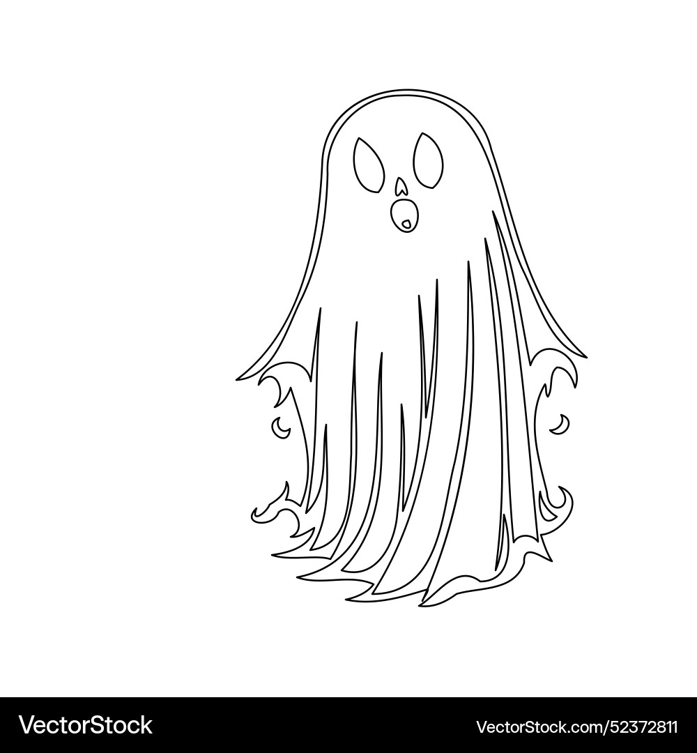 Ghost halloween scary outline sketch Royalty Free Vector