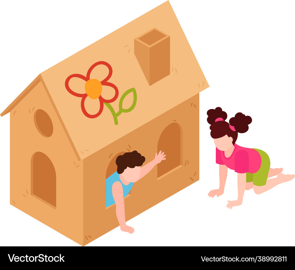 Isometric paper house Royalty Free Vector Image