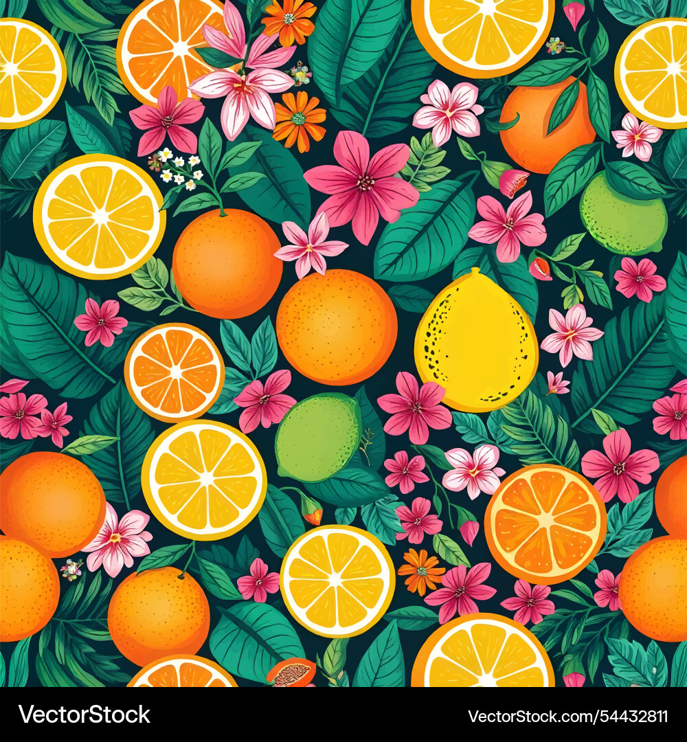 Orange lemon seamless pattern design Royalty Free Vector