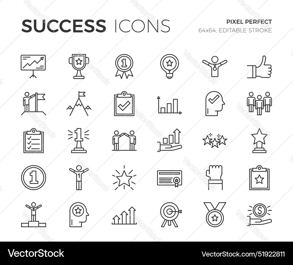 Success line icons Royalty Free Vector Image - VectorStock