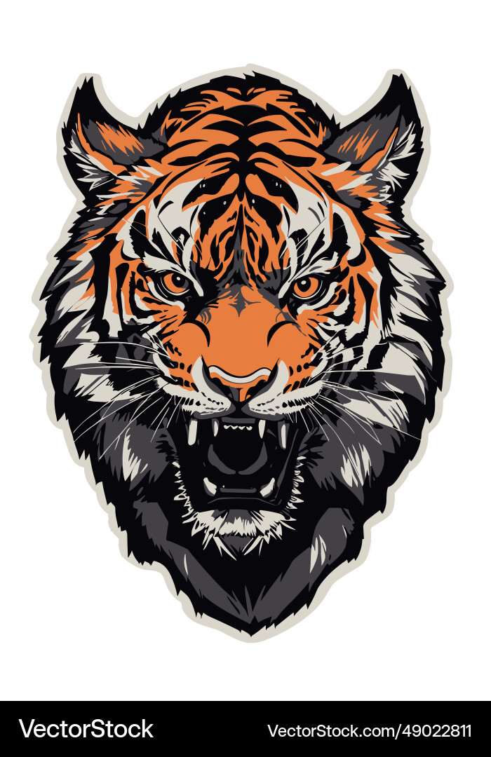 Tiger roar face Royalty Free Vector Image - VectorStock