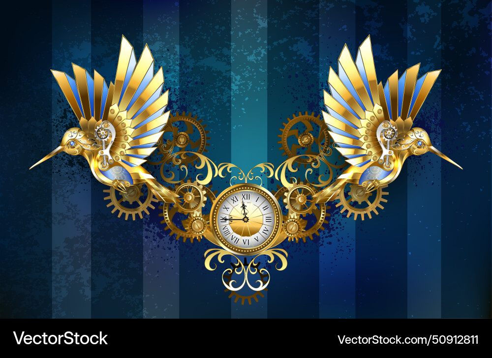 Two mechanical hummingbirds Royalty Free Vector Image