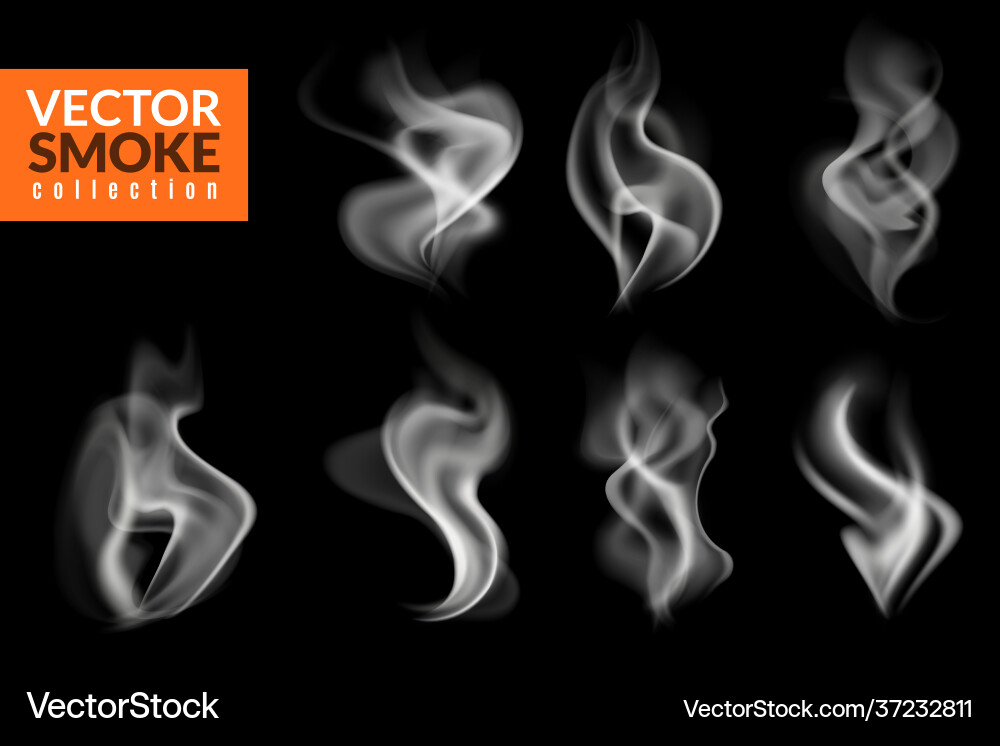 White smoky wisps realistic evaporation Royalty Free Vector