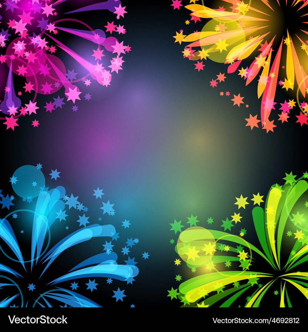 Background with bright colorful fireworks Vector Image