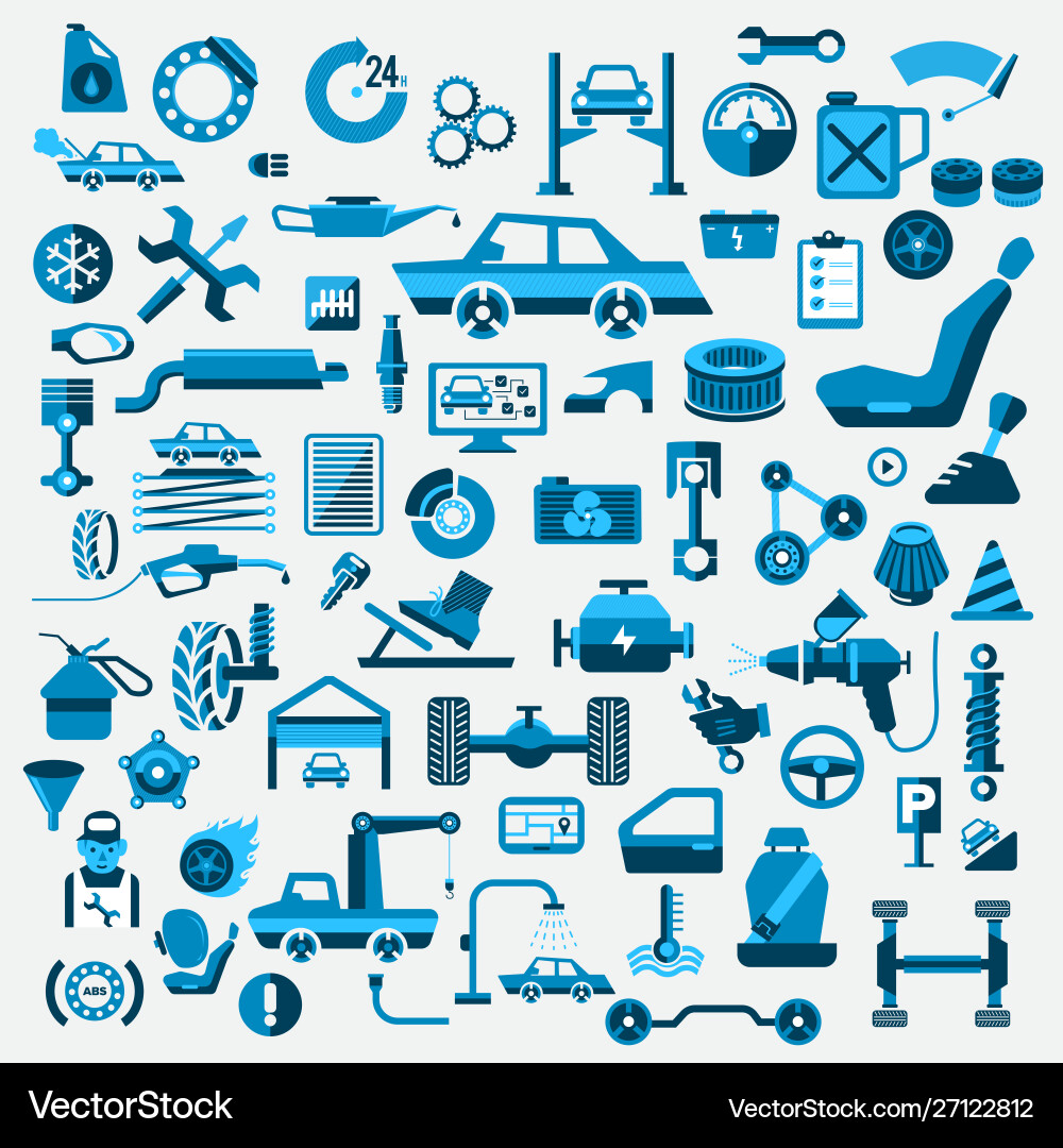 Car auto service set Royalty Free Vector Image