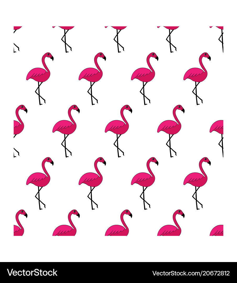 Cute hand-drawn seamless pattern with flamingo Vector Image