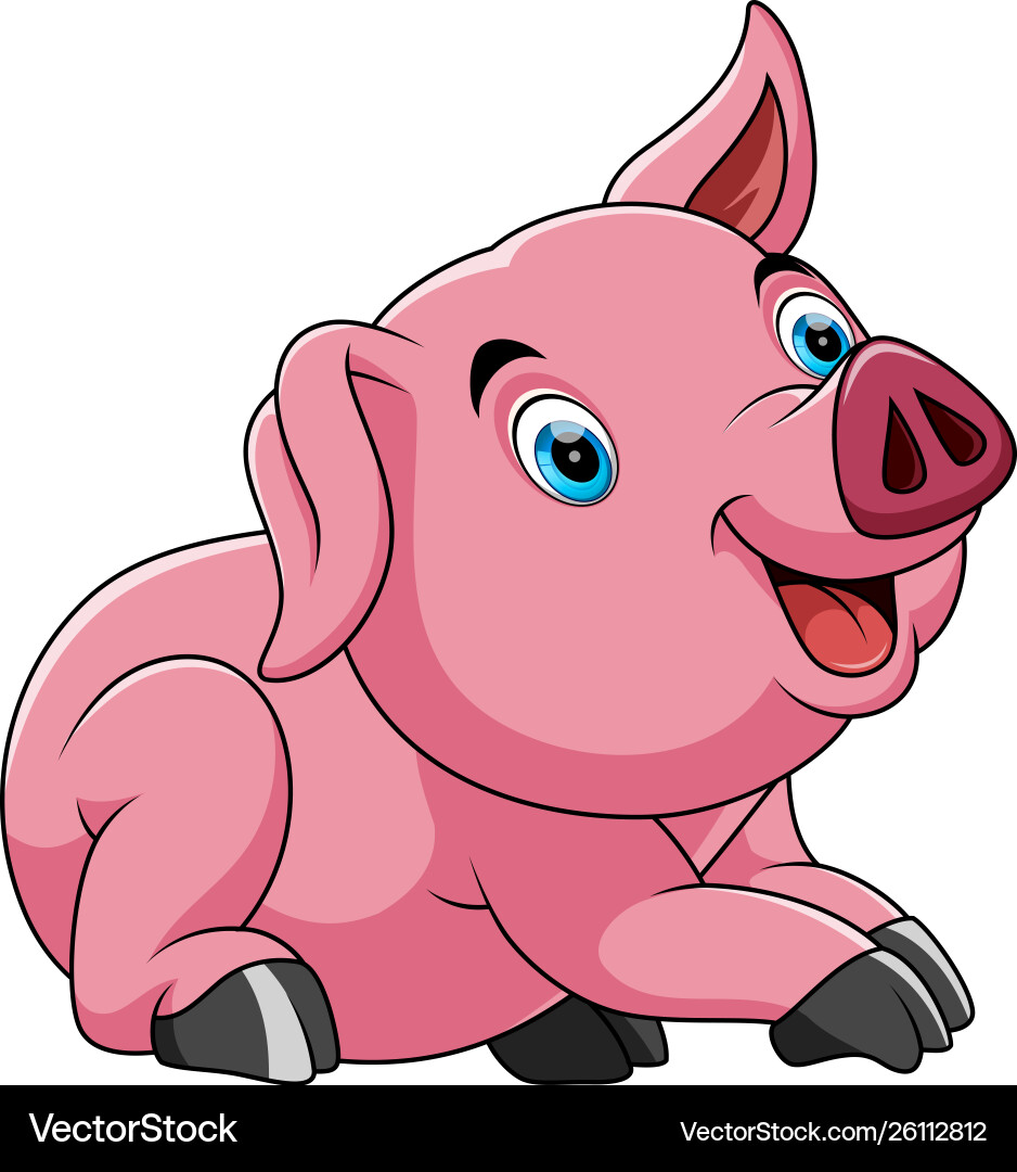 Cute pretty pig cartoon Royalty Free Vector Image