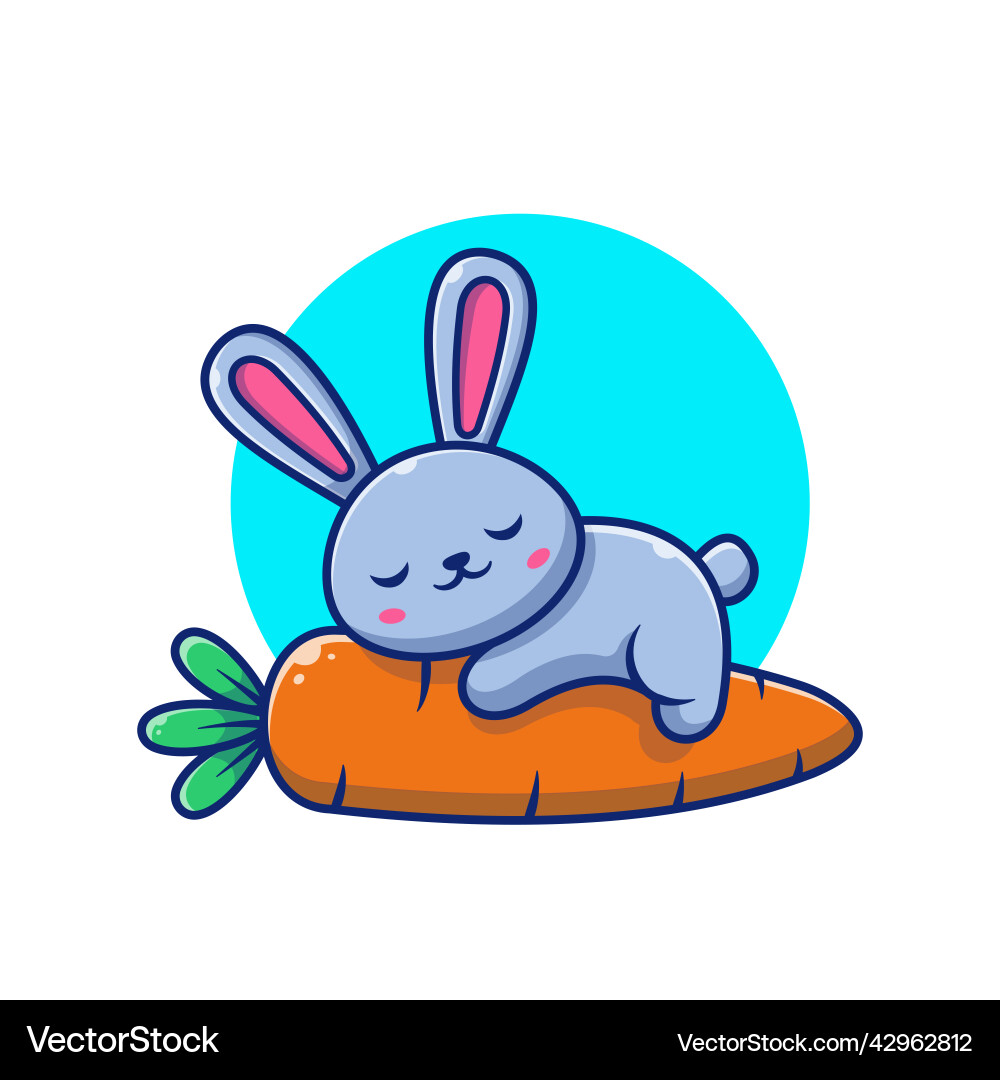 Cute rabbit sleeping on carrot cartoon Royalty Free Vector