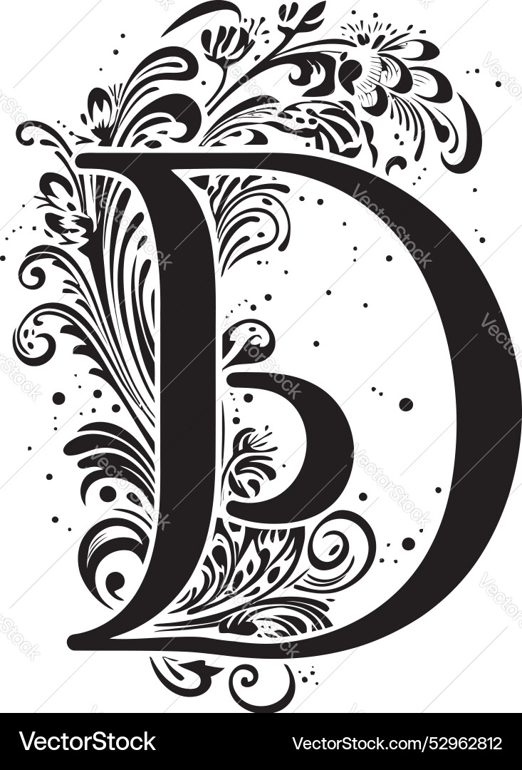 Dainty script graceful font d art dynamic Vector Image