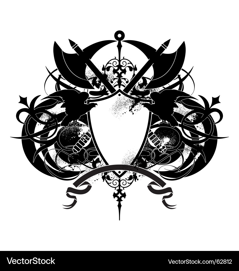 Dark Heraldic Shield with Axe Royalty Free Vector Image