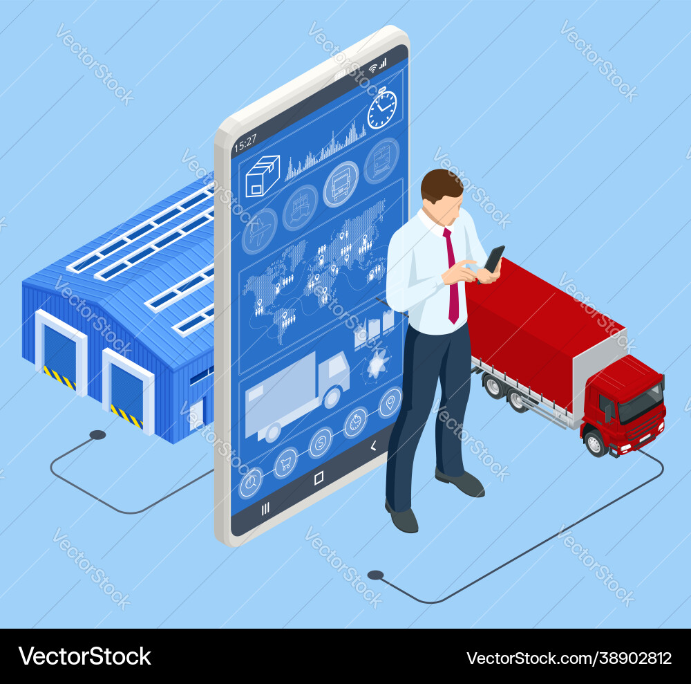 Global Logistics Network Isometric Royalty Free Vector Image