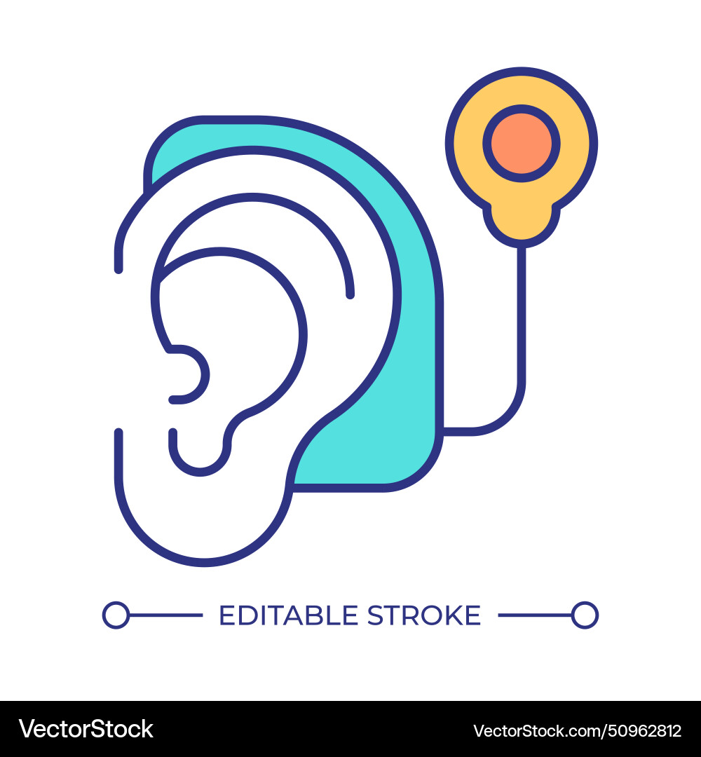 Hearing aid device rgb color icon Royalty Free Vector Image