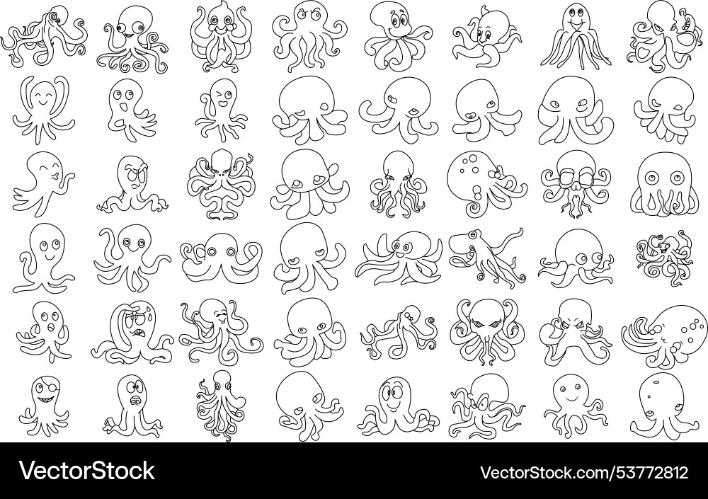 Octopus icon set Royalty Free Vector Image - VectorStock