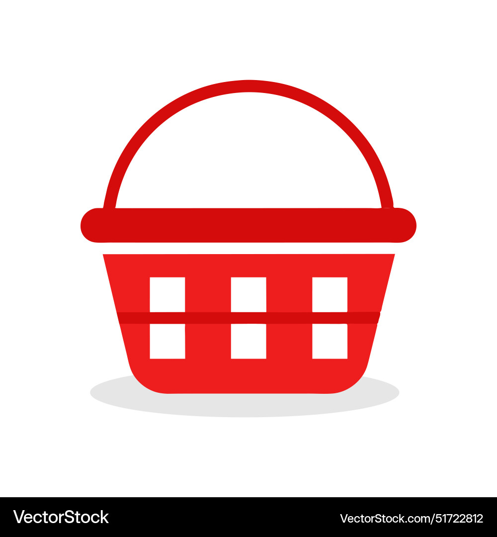 Red basket flat on white background Royalty Free Vector