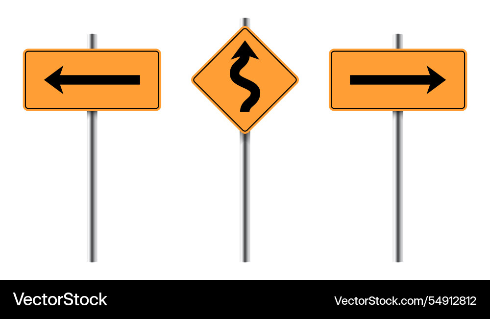 Road sign for curves and turns Royalty Free Vector Image