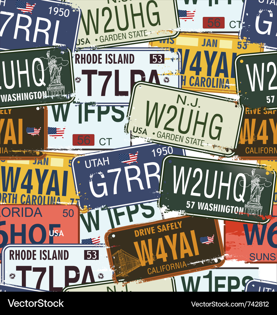 Seamless background - retro auto licence plates Vector Image