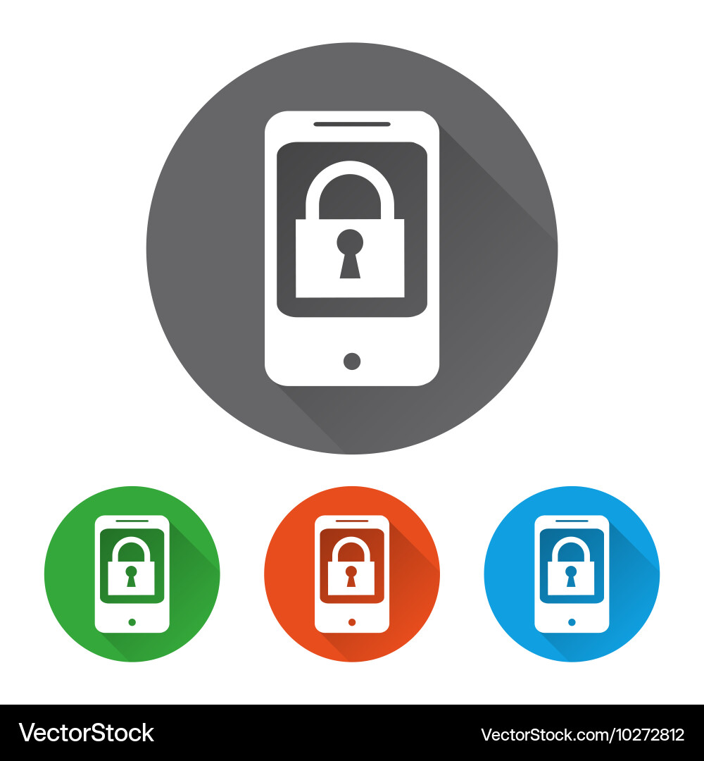 Security icons set with phone Royalty Free Vector Image