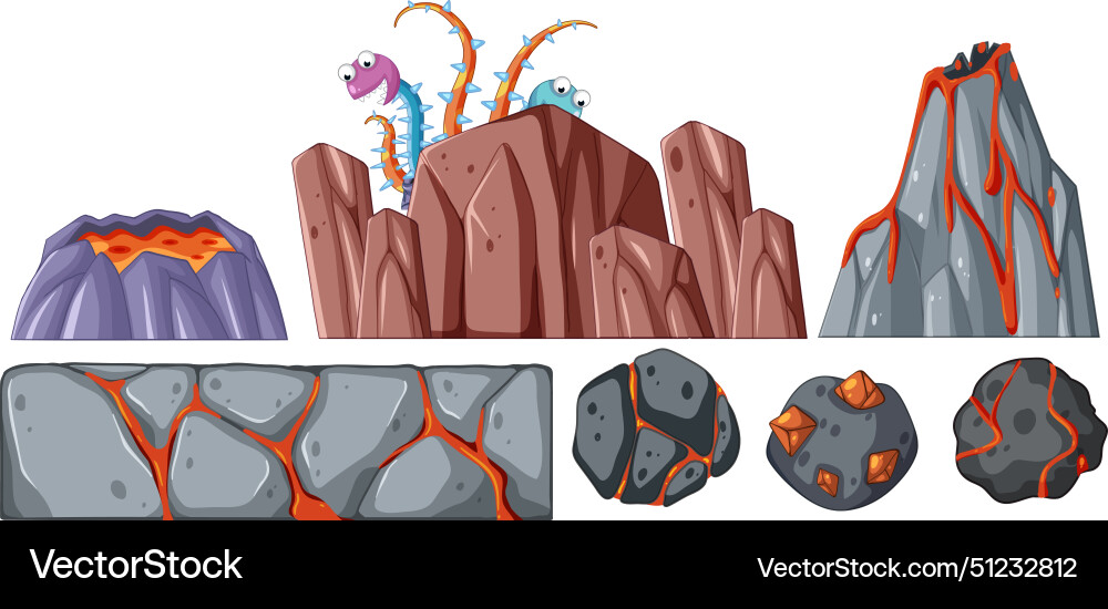 Volcanic rocks and mountains Royalty Free Vector Image