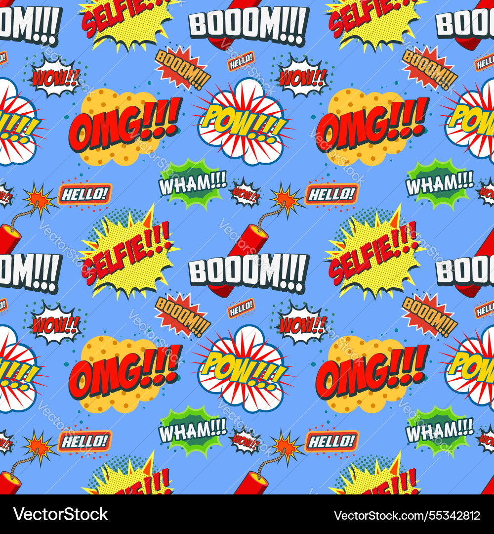 Wow seamless pattern with comic Royalty Free Vector Image