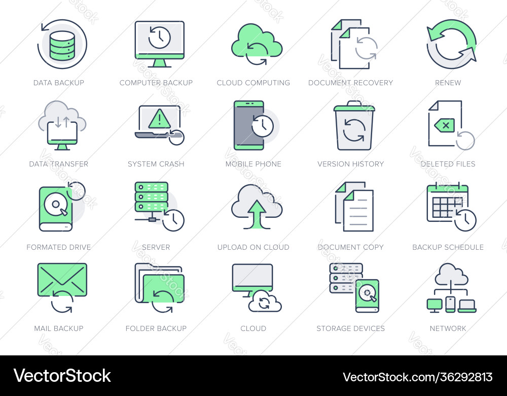 Backup line icons Royalty Free Vector Image - VectorStock