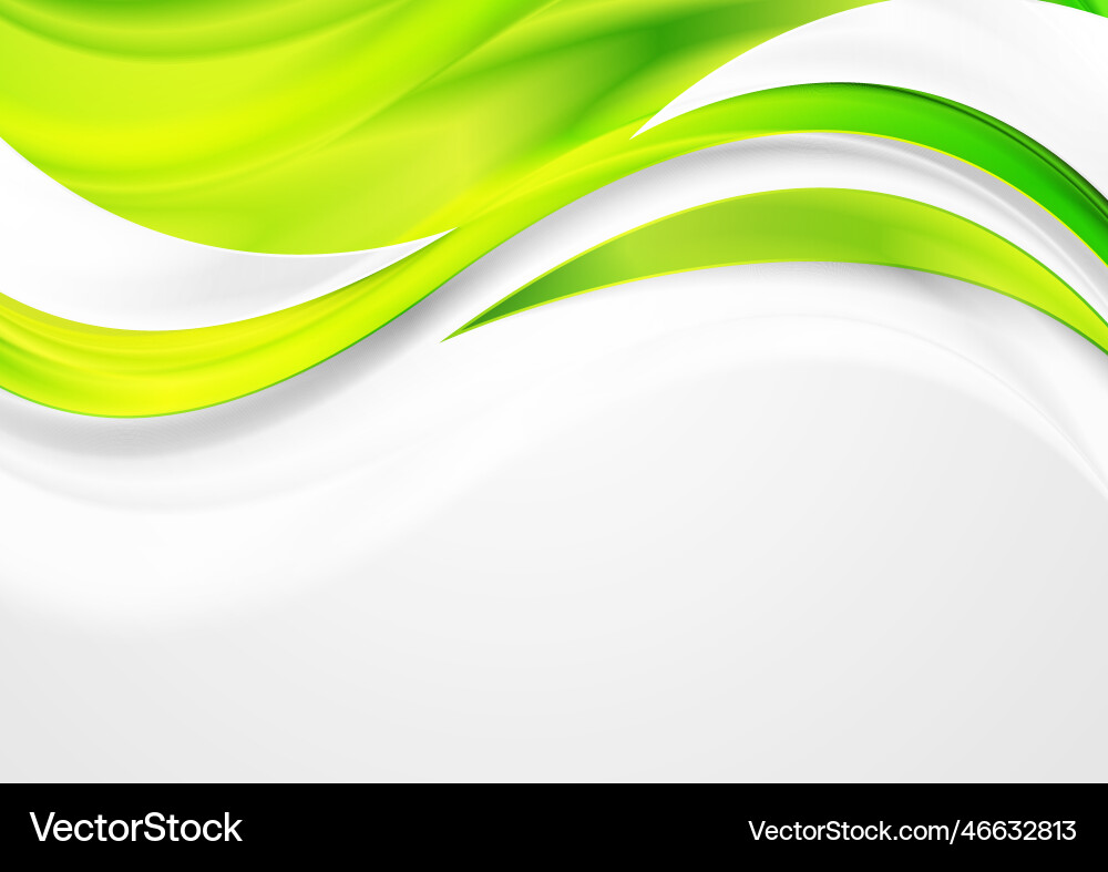 Bright green shiny glossy waves abstract Vector Image