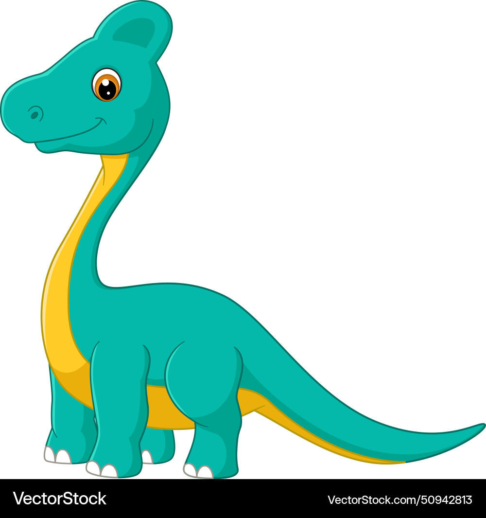 Cartoon brachiosaurus on white background Vector Image