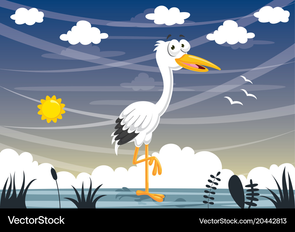 Cartoon stork Royalty Free Vector Image - VectorStock