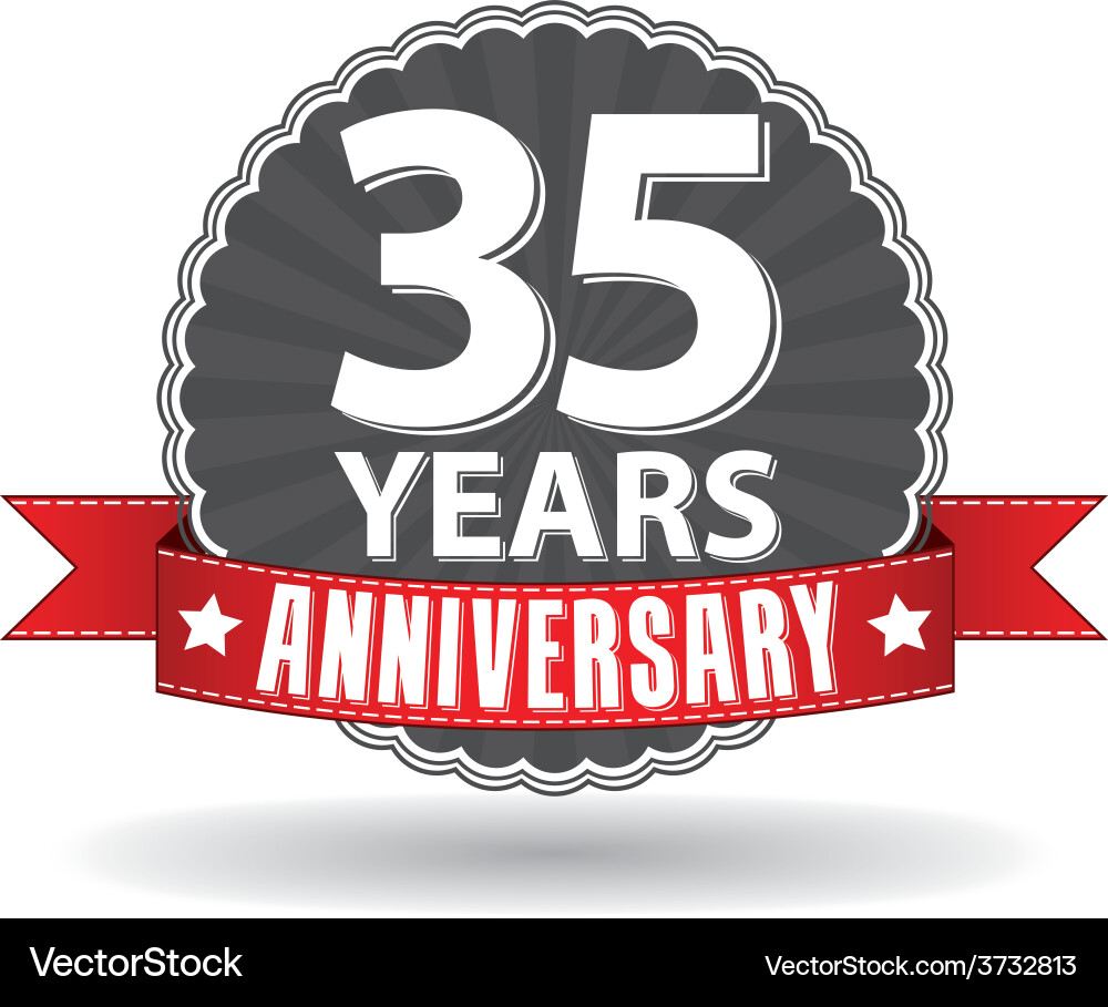 Celebrating 35 years anniversary retro label Vector Image