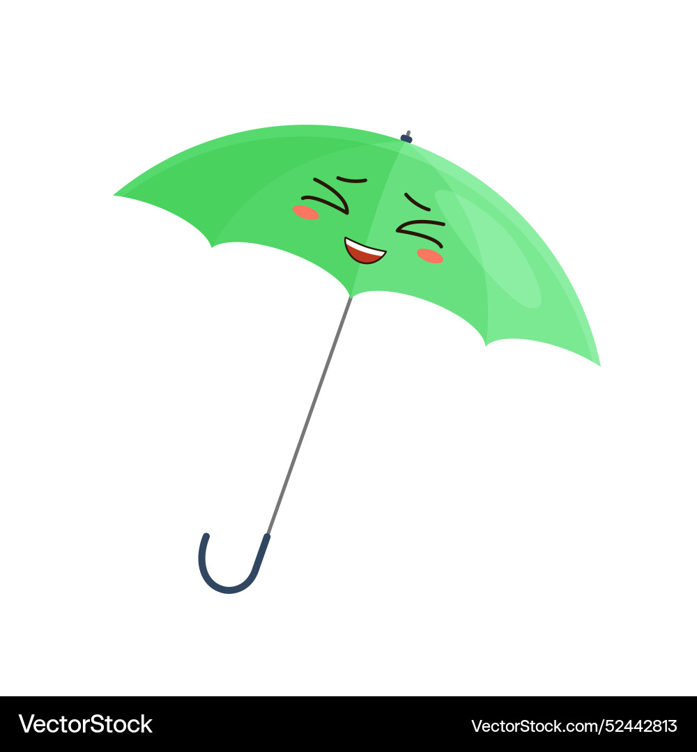 Cute green happy umbrella character laughing Vector Image