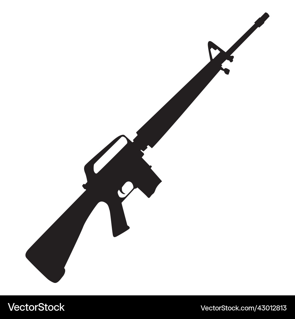 M16 rifle carbine silhouette Royalty Free Vector Image