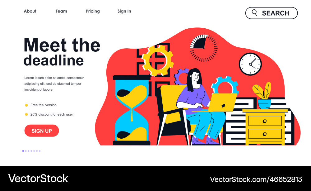 Meet the deadline concept for landing page Vector Image