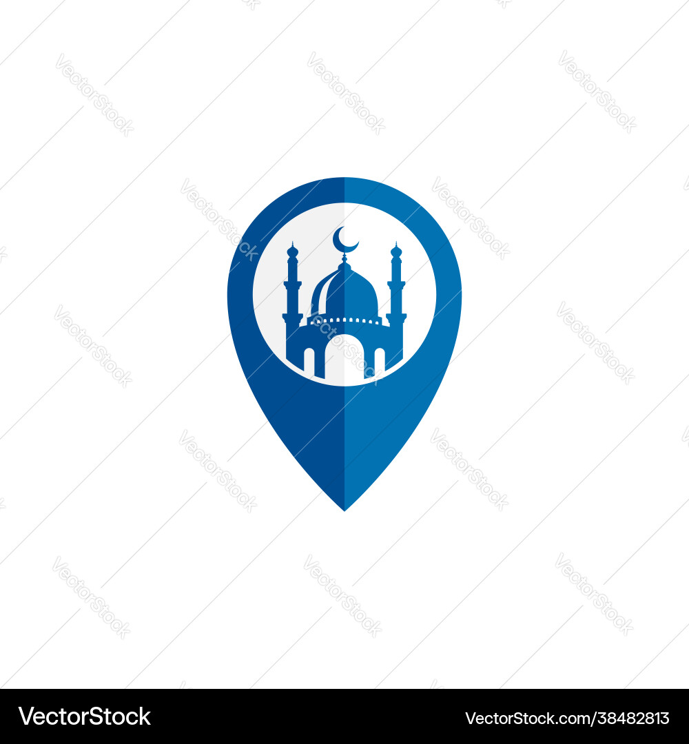 Mosque sign icon design template isolated on pin Vector Image