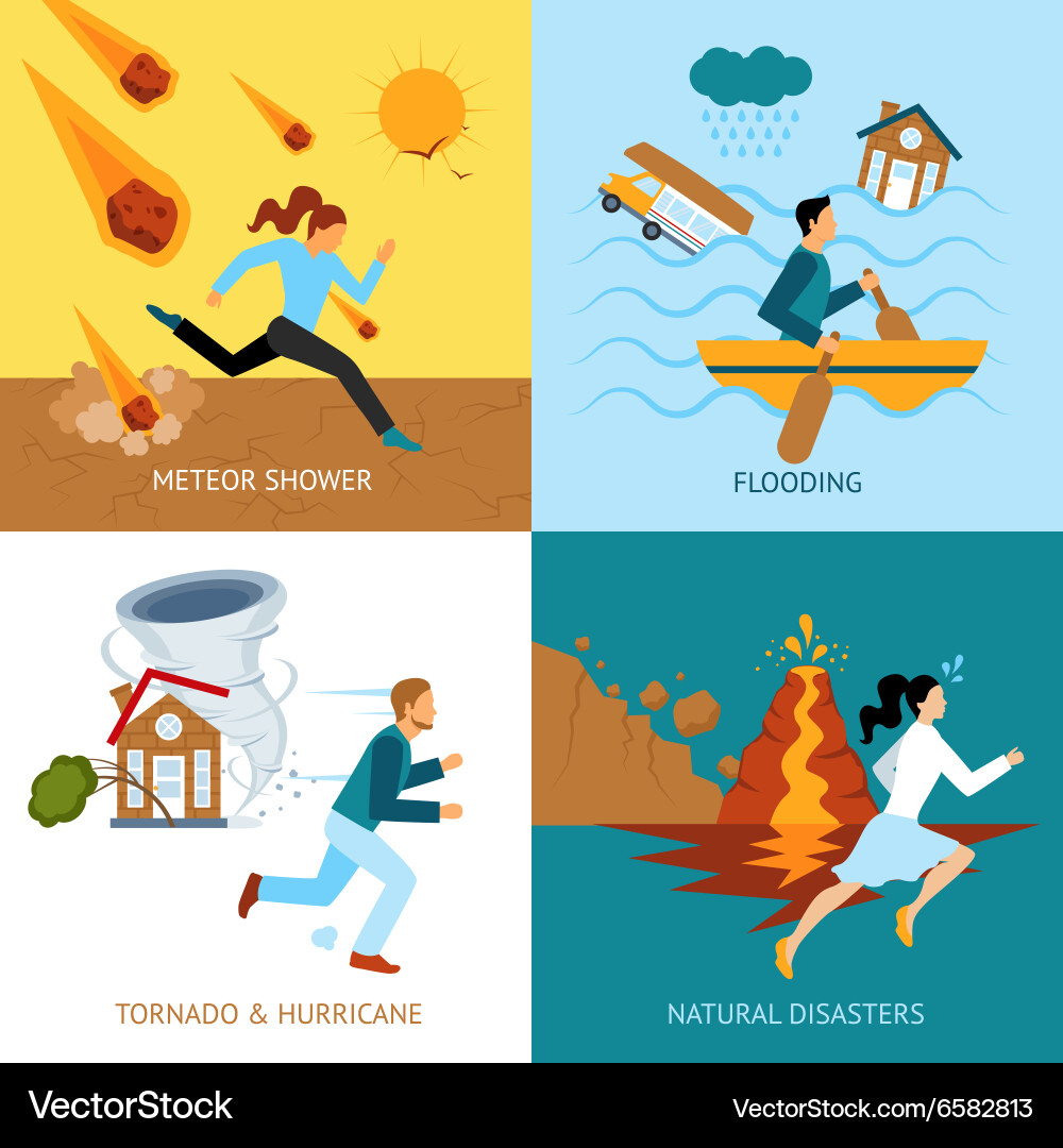 Natural disasters safety design concept Royalty Free Vector