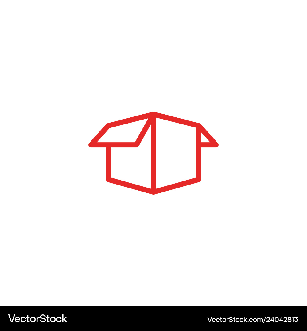 Open opened box unbox unboxing logo icon line art Vector Image
