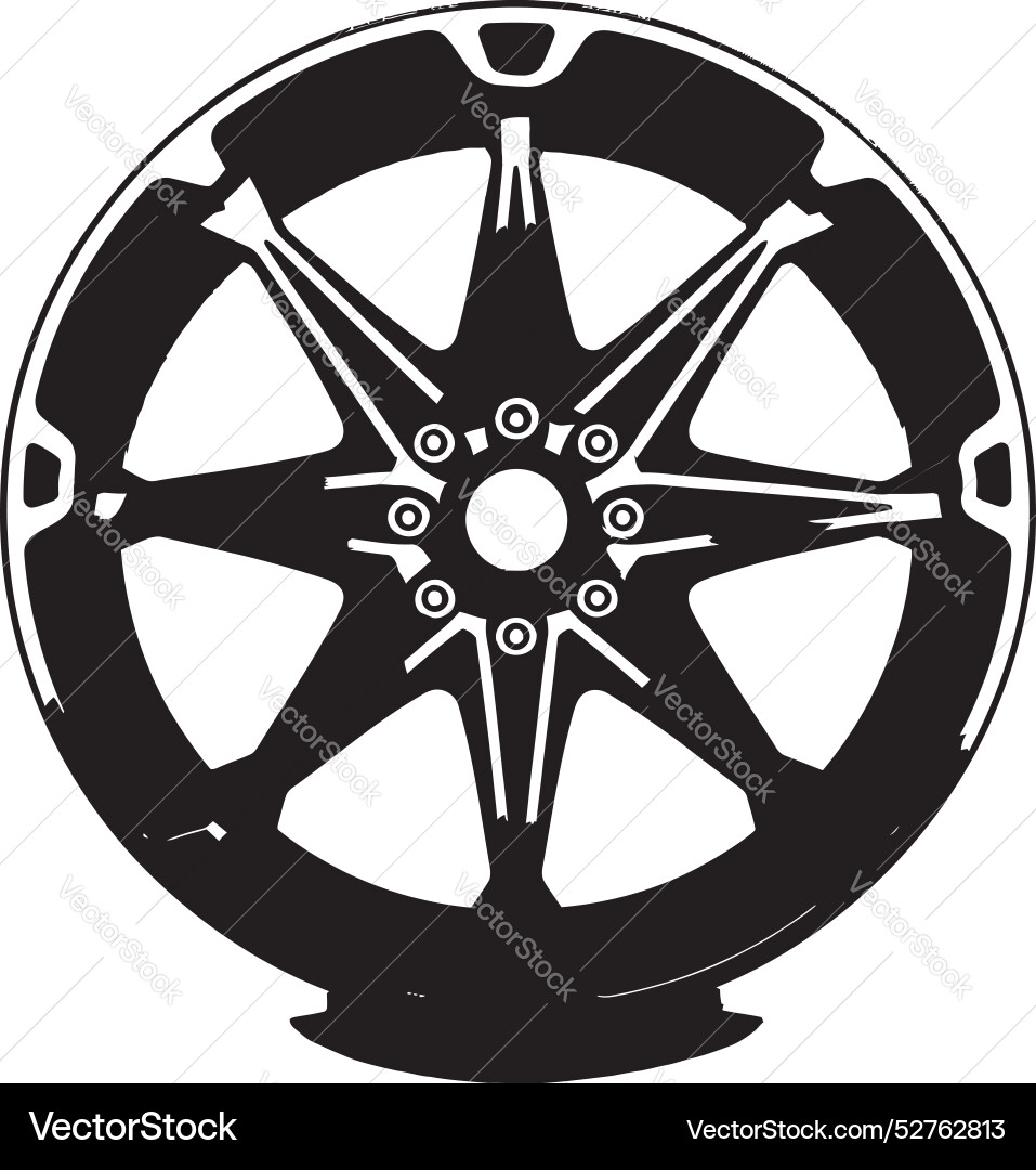 Reflective rim shiny alloy wheel logo icon Vector Image