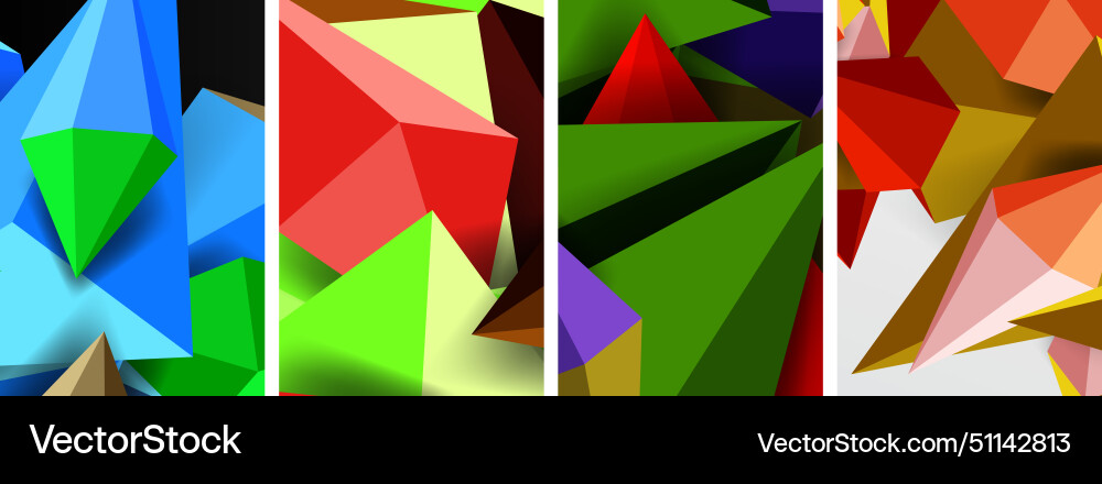 Set of triangle geometric low poly 3d shapes Vector Image