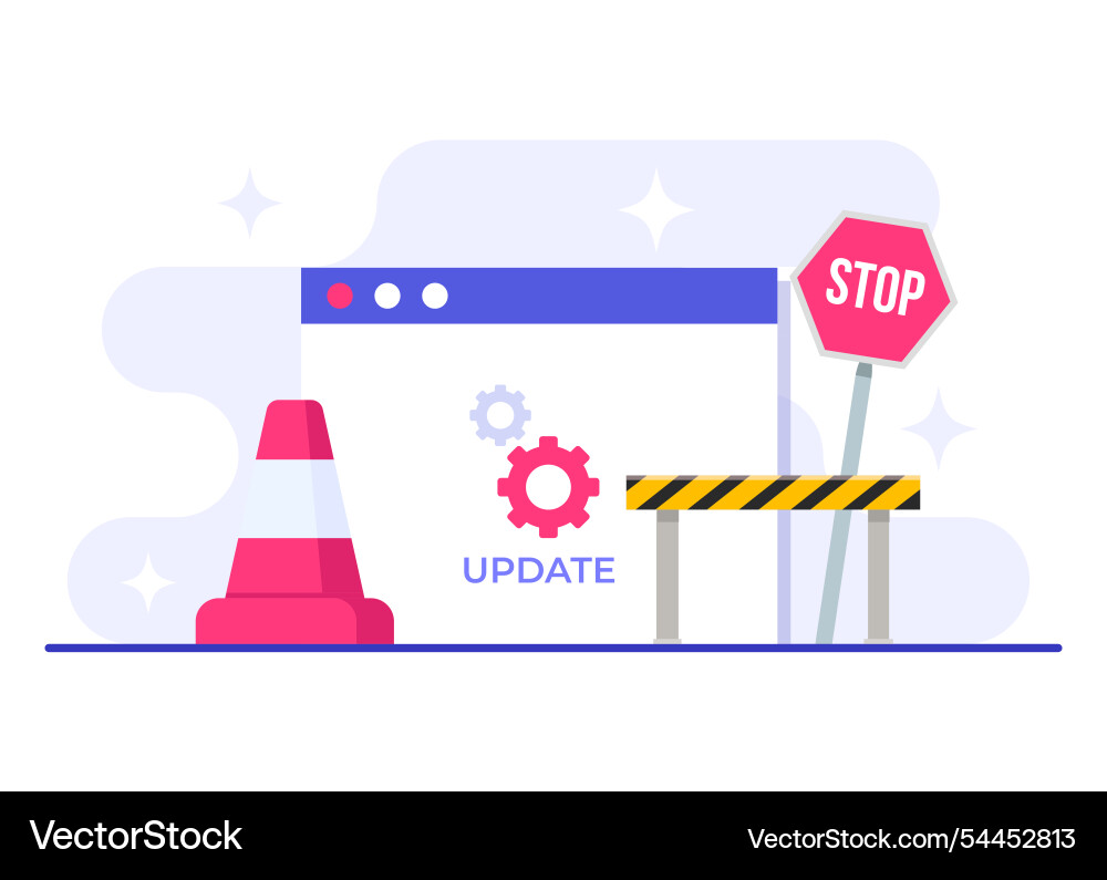 Software update window flat system maintenance Vector Image