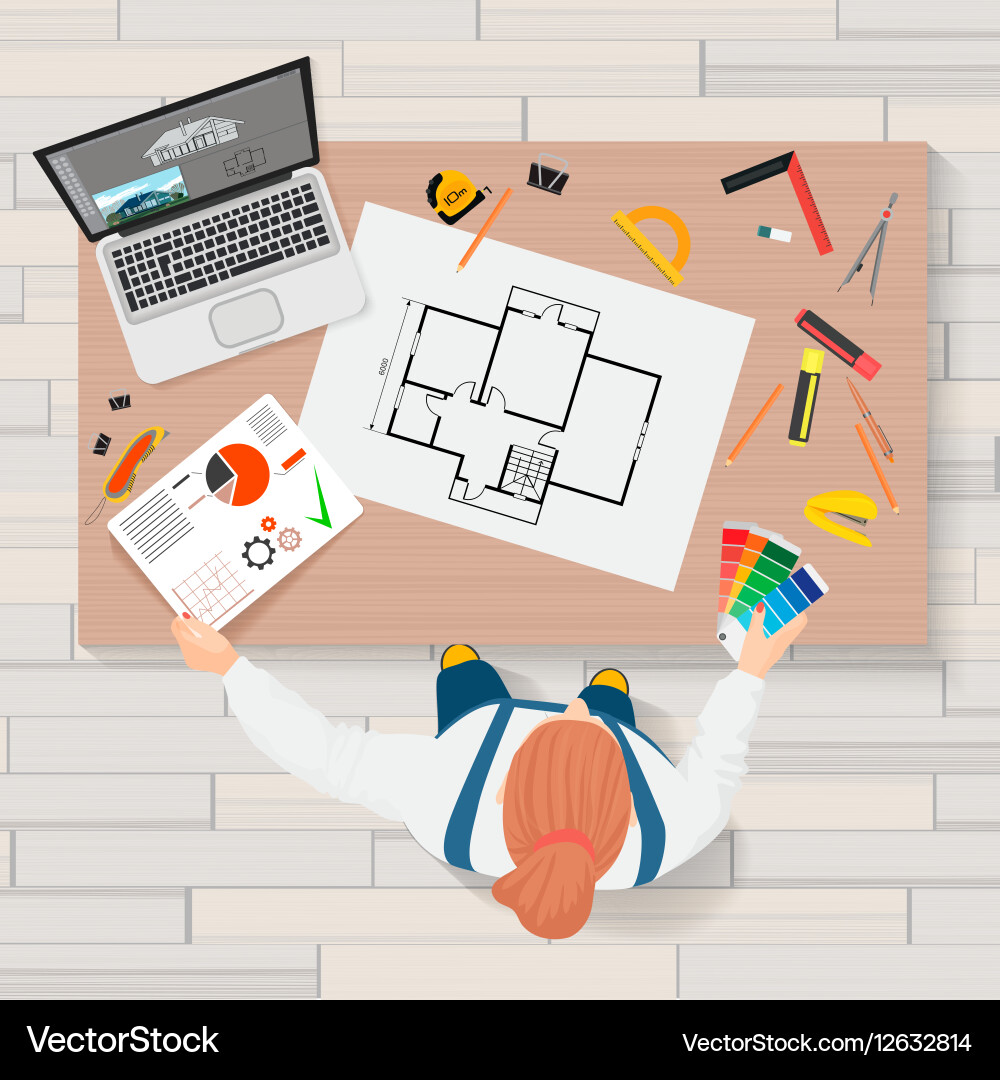 Architect construction engineering planning Vector Image
