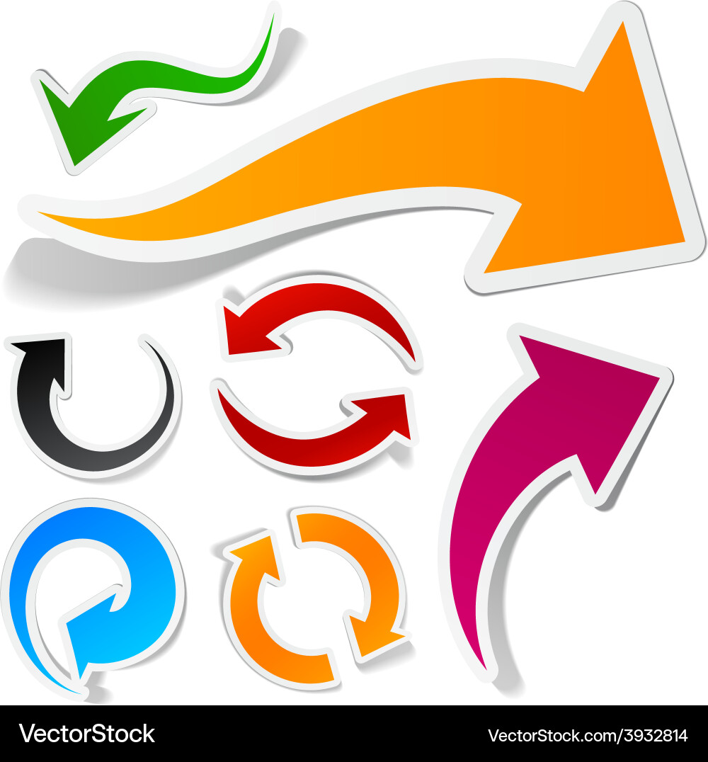 Color arrows sticker set Royalty Free Vector Image