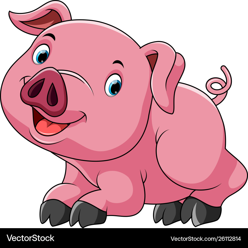 Cute pink pig cartoon Royalty Free Vector Image